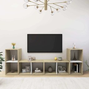 vidaXL TV skříňky 4 ks 72 x 35 x 36,5 cm dřevotříska [3079976] Barva: bílá a dub sonoma