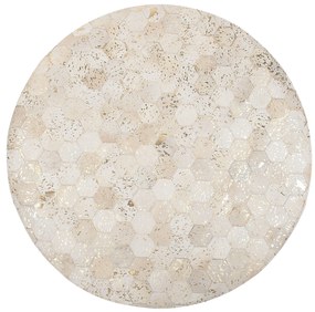 Kožený koberec béžový ⌀ 140 cm ZEYTIN Beliani