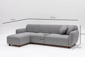 Designová rohová sedačka Jamiya 273 cm světle šedá - levá