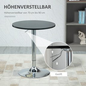 HOMCOM Kulatý barový stůl výškově nastavitelný otočný ocelový černý Ø61x70-97cm | Aosom