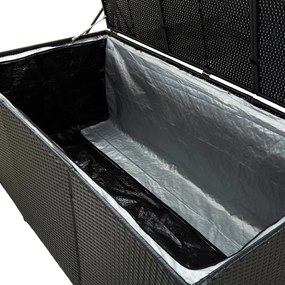 Zahradní úložný box Viano - polyratan - černý | 180x90x75 cm
