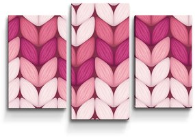 Sablio Obraz - 3-dílný Tříbarevné růžové pletení - 75x50 cm