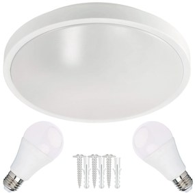 ECOLIGHT LED stropní svítidlo 2xE27 kulatá bílá + 2x E27 10W neutrální bílá žárovka