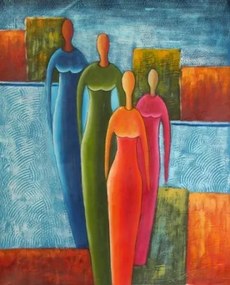 Ženy v barevných šatech - 120 x 90 cm