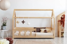 Adeko Dětská postel domeček se zábranou Mila MBP Velikost postele: 120x200 cm Barva: dekor přírodní dřevo přírodní