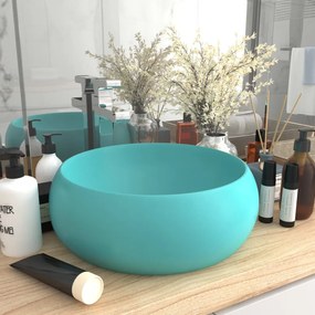 Luxusní umyvadlo kulaté matné světle zelené 40x15 cm keramické 147002
