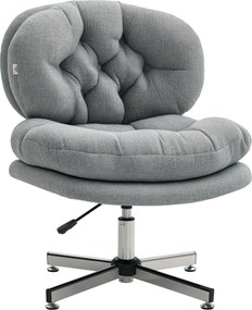 HOMCOM Kancelářská židle bez opěrek, Stolek židle s širokým sedadlem, Ergonomicky nastavitelná otočná židle s látkovým vzhledem, Designové křeslo pro