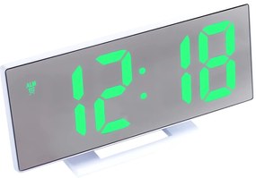 Pronett XJ3821 Multifunkční zrcadlové hodiny s budíkem, bílé se zelenými číslicemi