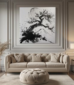 Obraz na plátně - Strom života Japonský minimalismus FeelHappy.cz Velikost obrazu: 140 x 140 cm