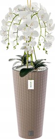 Orchidej umělá bílá kytice květy listy oblázky květináč Mocca H 110 cm