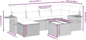 7dílná zahradní sedací souprava a podušky světle šedá polyratan 3263808