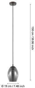 Eglo 39564 - Lustr na lanku ESTANYS 1xE27/60W/230V kouřová