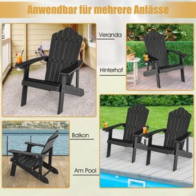 Costway Sada 2 zahradních židlí Adirondack s držákem nápojů černá