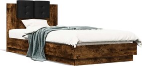 Rám postele s čelem kouřový dub 90 x 200 cm kompozitní dřevo 3209944