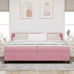 Postel s boxspringem s čelo Růžová 200 x 200 cm samet 3340357