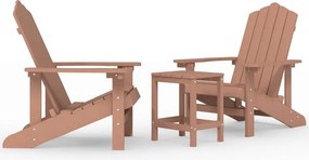 Zahradní křesla Adirondack se stolkem HDPE hnědá 3095706