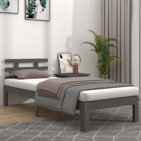 814746 vidaXL Rám postele šedý masivní dřevo 100 x 200 cm