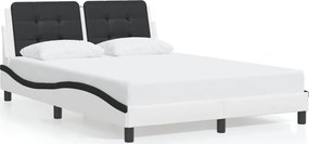 vidaXL Rám postele s LED osvětlením 140 x 200 cm umělá kůže [3214111] Barva: Bílá a černá