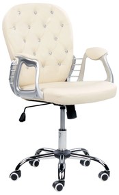 Otočná kancelářská židle z umělé kůže s křišťály béžová PRINCESS Beliani