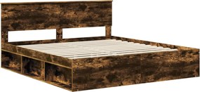 Rám postele s čelo Kouřový dub 200 x 200 cm Kompozitní dřevo 3407836