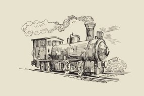 Obraz vlak v retro provedení - 90x60 cm