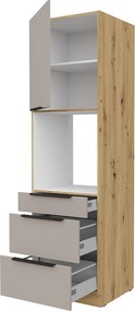 ARIA li | vysoká skříňka 60 DPS-210 3S1F na vestavnou troubu | PREMIUM BOX | 60 cm | ANTI FINGERPRINT povrch | artisan/béžová