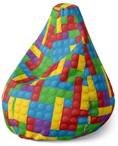 Sablio Sedací vak Pear Barevná stavebnice - 70 x 95 x 15 cm