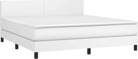 Box spring postel s matrací bílá 180x200 cm umělá kůže 3141018