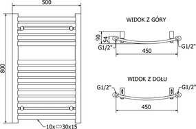 Mexen Helios, topné těleso 800x500 mm, 384 W, antracitová, W103-0800-500-00-66