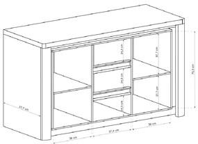 Obývací stěna LIVINIO | 4 díly | 376,5 cm | sestava C | V CENĚ LED LIŠTY | ribbeck/bílá lesk