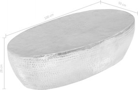 vidaXL Konferenční stolek stříbrný 100 x 50 x 28 cm tlučený hliník [246506]