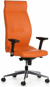 Kožené kancelářské křeslo MEGA, pravá kůže, oranžové