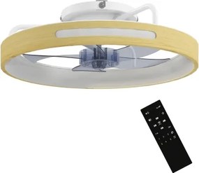 HOMCOM 49 cm LED stropní ventilátor se světlem, 40 W, reverzní DC motor, tichý chod, dálkové ovládání, 6 rychlostí, 3 teploty světla, časovač — příro…