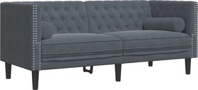 3dílná sedačka Chesterfield s podhlavníky tmavě šedá samet 3209282