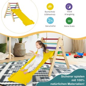 Costway Climbing Triangle Trojúhelníková dřevěná prolézačka s rampou Barevné