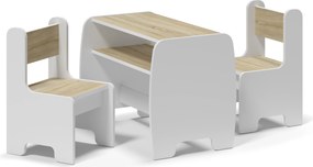 Wooden Toys Stolek se židlemi, sada BÍLÁ mix SONOMA