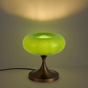 Retro stolní lampa tmavě bronzová se zeleným skleněným stínidlem 31 cm - Glaze