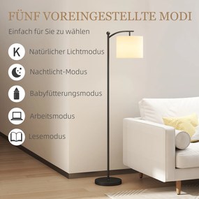 HOMCOM Stojací lampa, nastavitelné možnosti osvětlení, nožní spínač, dálkové ovládání, kov, černá