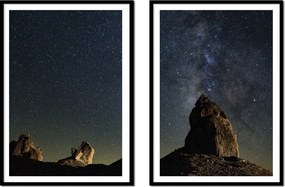 Obraz Plakáty V Rámu 53x73 cm Diptych Sada 2 obrazů Nebe Noc Astro P2141