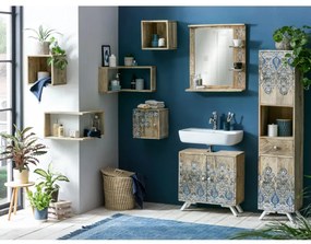 Designová masivní koupelnová skříňka vysoká Claudia z mangového dřeva