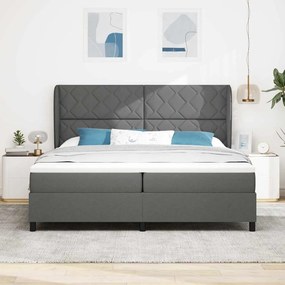 Postel s boxspringem s čelo Tmavě šedá 200 x 200 cm textil 3340649