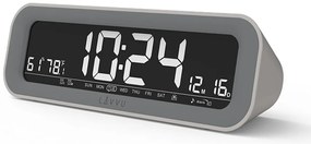 Šedý digitální budík LAVVU SMART do sítě s rádiem LAD4011
