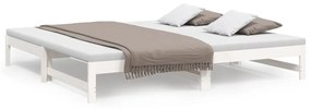 vidaXL Výsuvná postel bílá 2x (100 x 200) cm masivní borovice