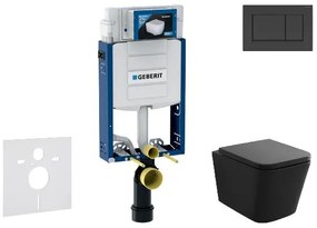 Geberit Kombifix - Set předstěnové instalace, klozetu Arkas a sedátka softclose, tlačítko Sigma30, matná černá/černá SANI15CA5501