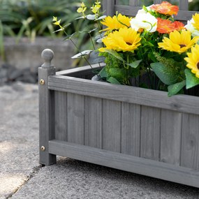 Outsunny Vyvýšená zahradní bedýnka s treláží – Dřevěná treláž s podporou pro popínavé rostliny, 64 x 28 x 120 cm