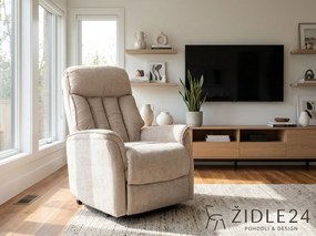Elektrické polohovací TV křeslo VOJO - béžová látka