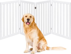 Costway Zábrana pro psy 89 cm vysoká 4 panely ochranná dřevěná skládací, bílý