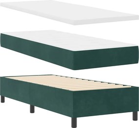 Postel s boxspringem s čelo Tmavě zelená 80 x 200 cm samet 3339863