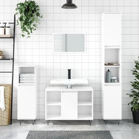 vidaXL 3dílný set koupelnového nábytku kompozitní dřevo [3190299] Barva: bílá s vysokým leskem