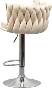 Designová barová židle, béžová Velvet látka/chrom, BRIN